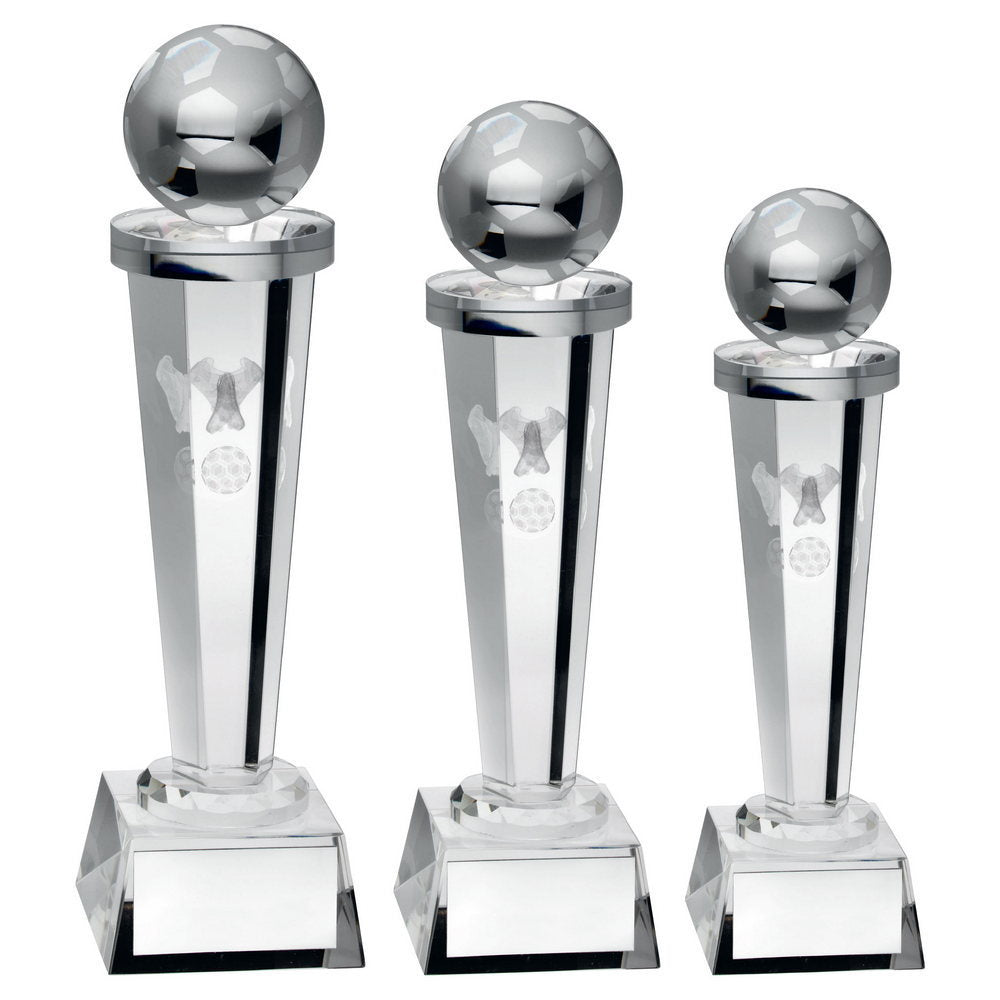 Clear Glass Column With Lasered Football Image Trophy With Plate – TS3 ...
